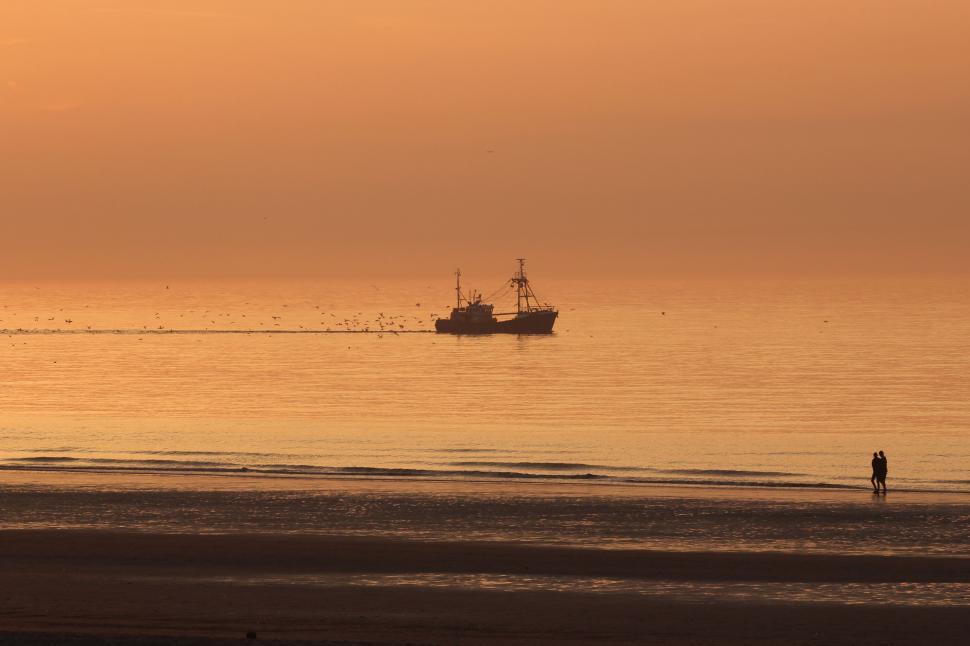 Free Stock Photo of Boat and sunset clouds at beach | Download Free ...
