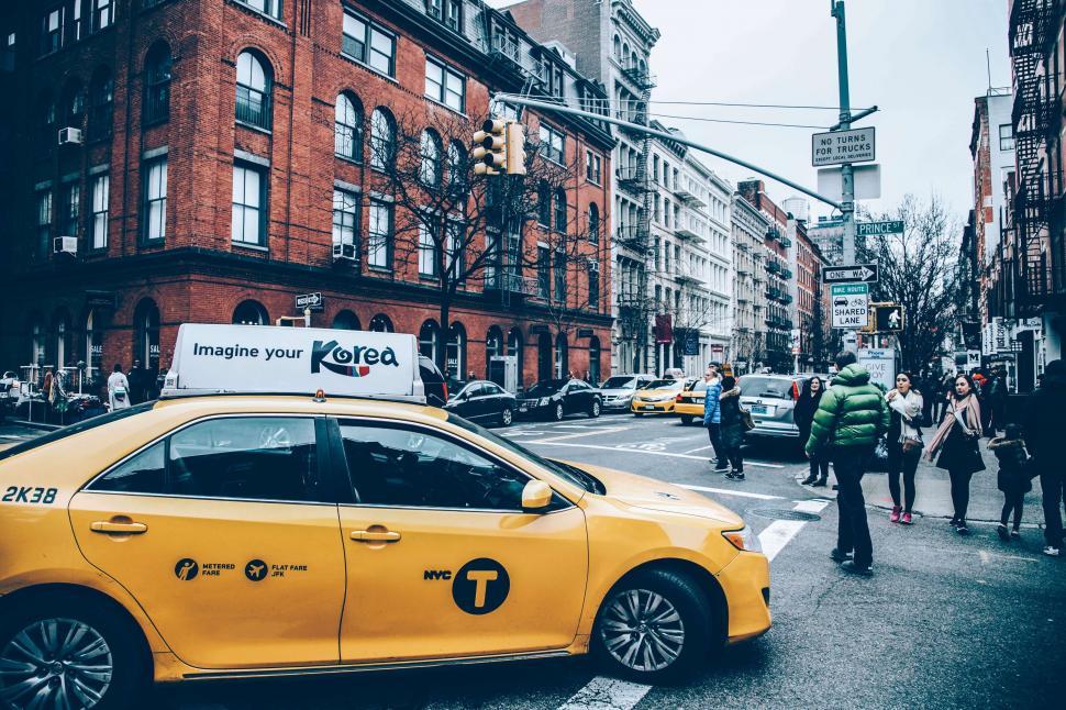 Free Stock Photo of Yellow Taxi at traffic signal in New York ...