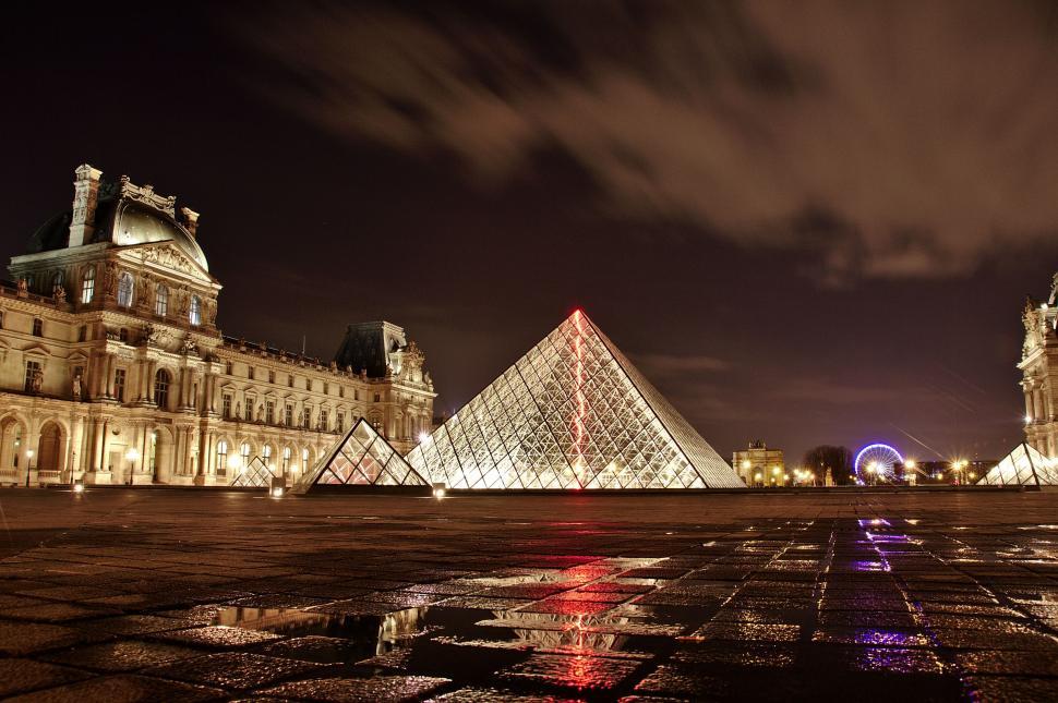 Free Stock Photo of Louvre Pyramid with night lights | Download Free ...
