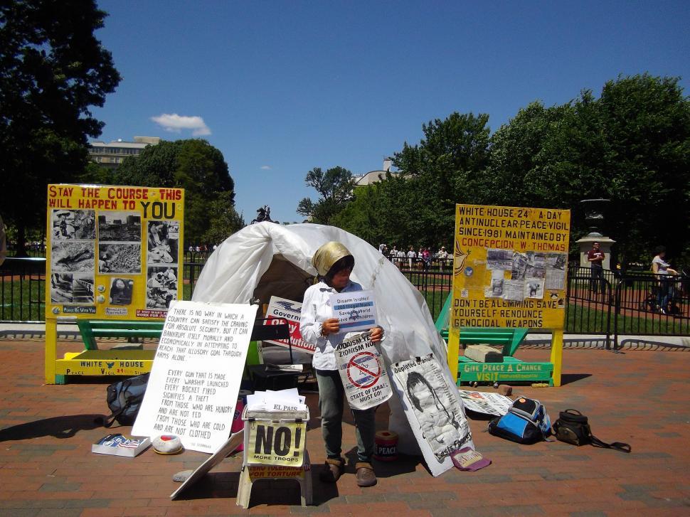 Free Stock Photo of Protester with banners - Anti Nuclear Peace Vigil ...