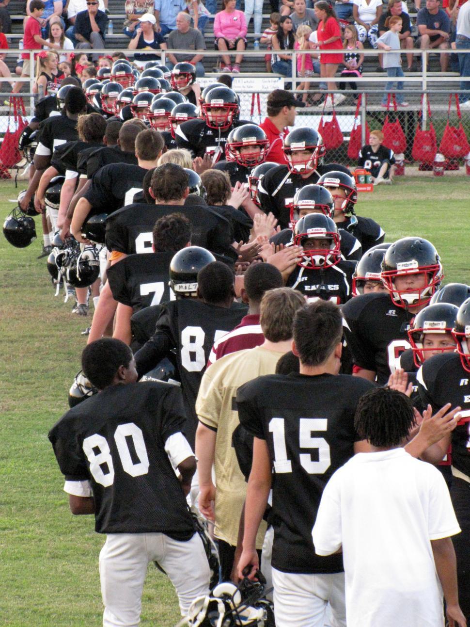 Free Stock Photo of American Football Players Shaking Hands - End Of ...
