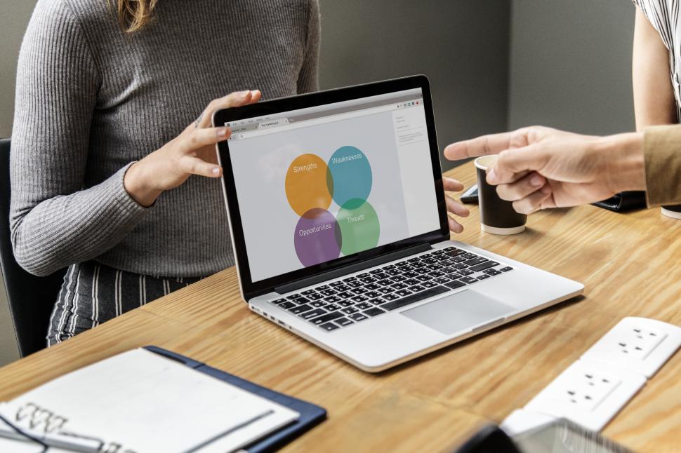 Free Stock Photo of Close up of a hand pointing finger at a laptop ...
