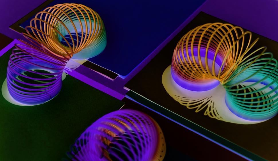 Free Stock Photo of Inverted color close up of colorful slinkys ...