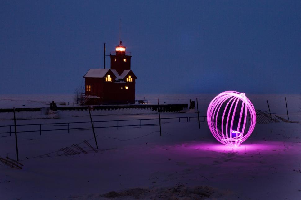 Free Stock Photo of Orb Lights and Holland Harbor Lighthouse | Download ...