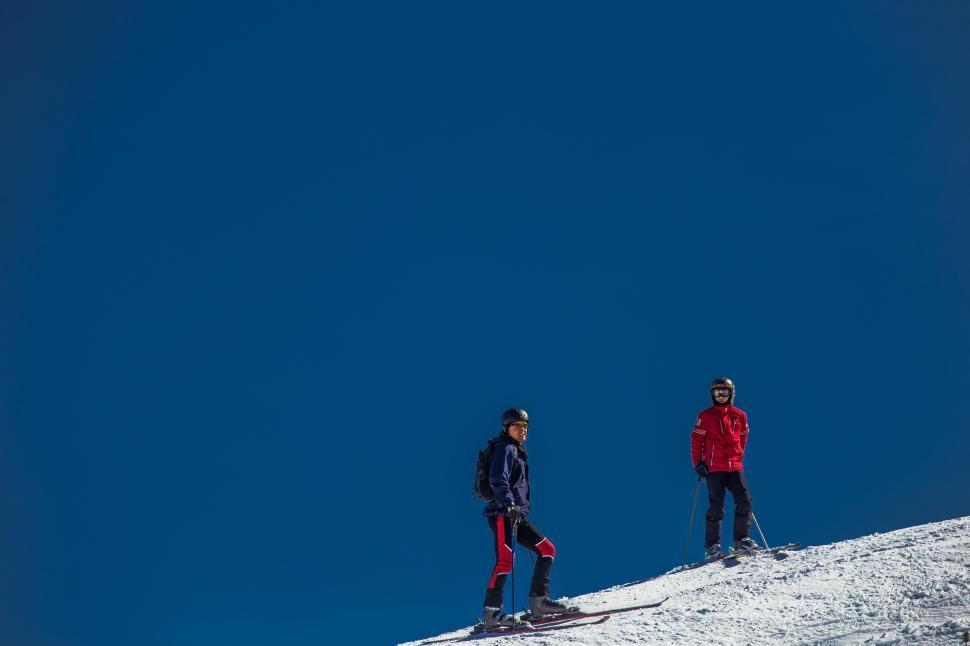 Free Stock Photo of Two Skiers on ski runway | Download Free Images and ...