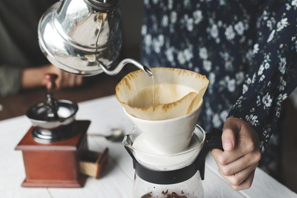 Free Stock Photo of Close up of hot water being poured into coffee ...