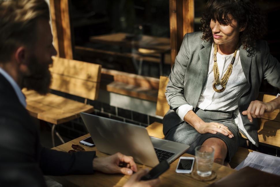 Free Stock Photo of People in discussion at an outdoor table | Download ...