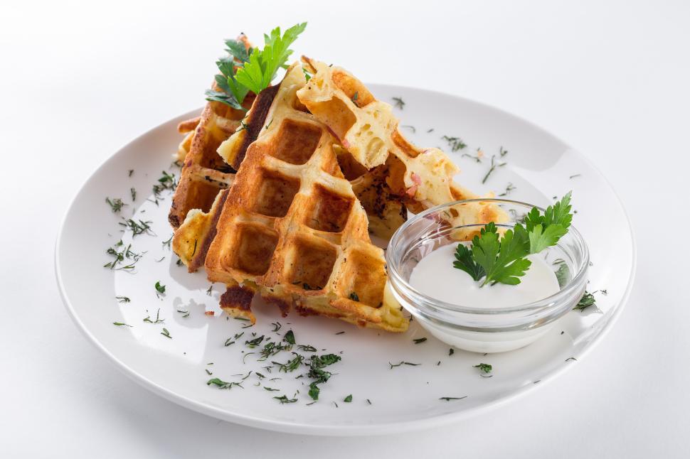 Free Stock Photo of Close up of waffle with whipped cream | Download ...