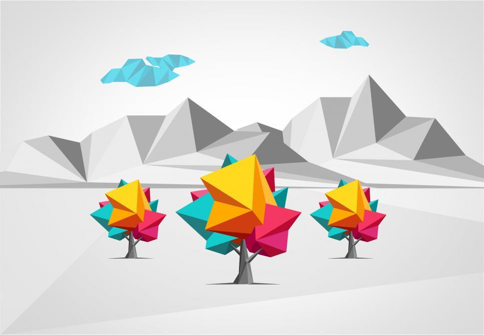 Free Stock Photo of Abstract Trees on Abstract Polygonal Landscape ...