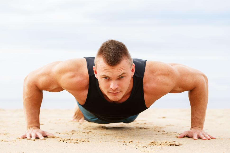 Free Stock Photo of Fitness on the beach - pushups | Download Free ...