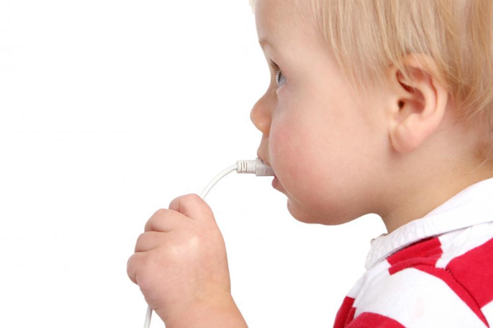 Free Stock Photo of funny kid chewing on a computer cable | Download ...