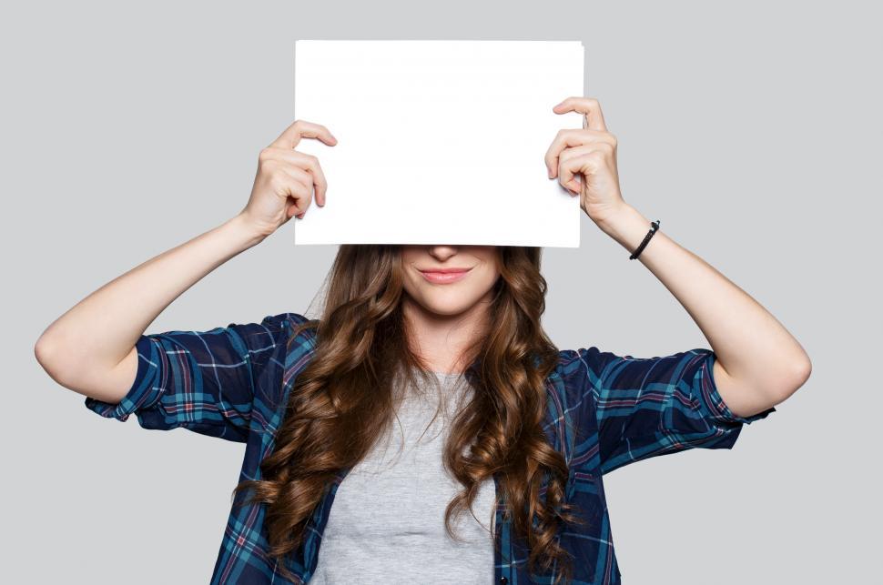 Free Stock Photo of Woman obscured by blank white billboard | Download ...