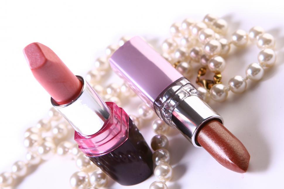 Free Stock Photo of a red lipstick with pearls on white | Download Free ...