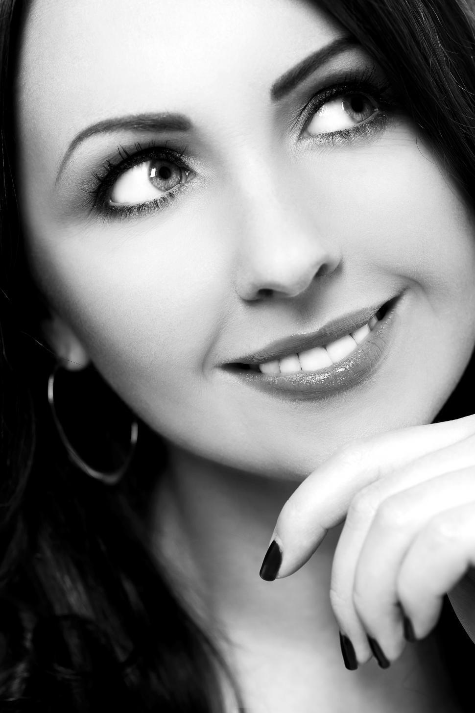 Free Stock Photo of Black and white of woman looking off camera ...