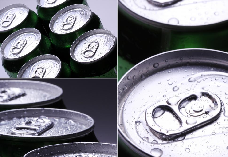 Free Stock Photo of Collage. Unopened soda cans with water drops ...