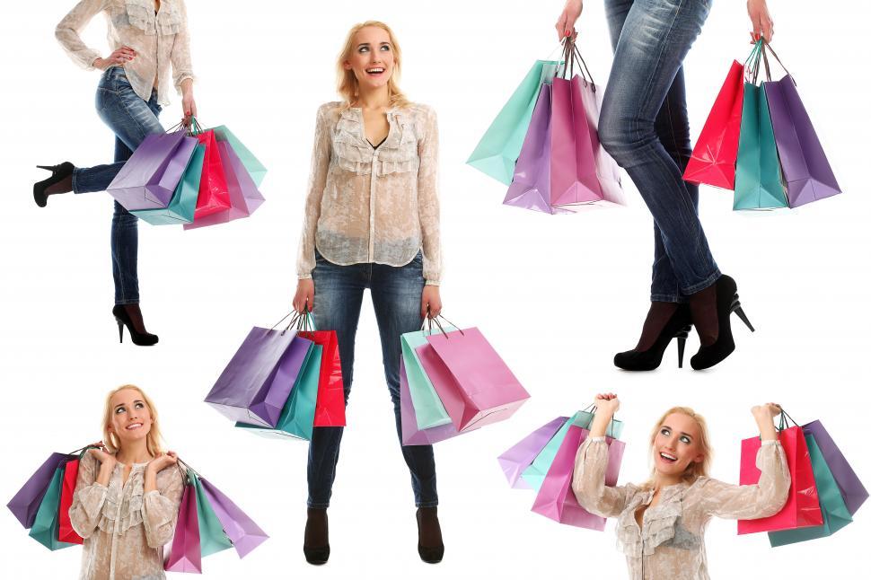 Free Stock Photo of Collage of woman shopping with bags | Download Free ...