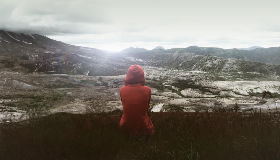 Free Stock Photo of Hiker Sitting on Grass Enjoying the Solitude ...
