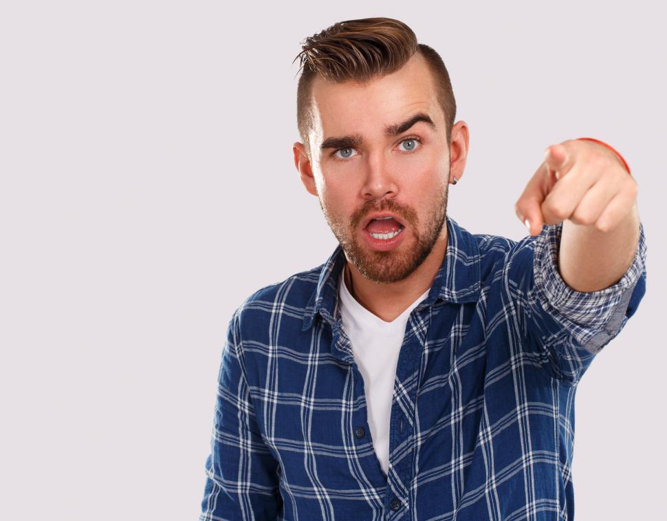 Free Stock Photo of Emotions. Young man yelling and pointing ...
