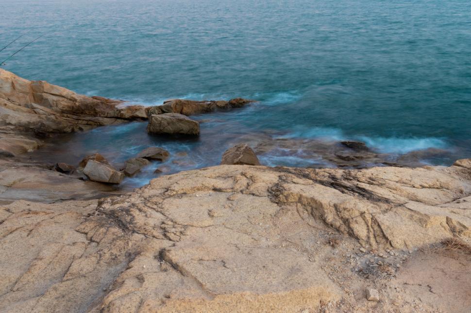 Free Stock Photo of Small waves hitting rock on the beach | Download ...