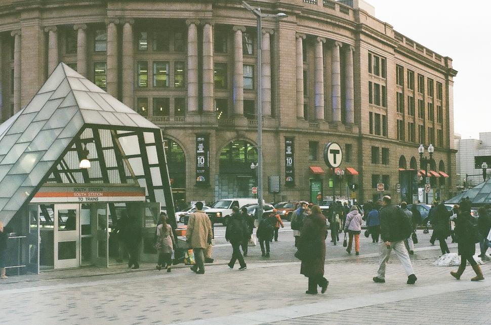 Free Stock Photo of People on the street in front of train station ...