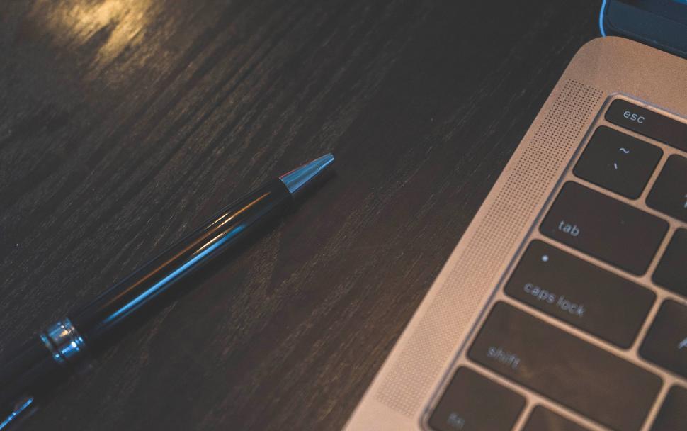 Free Stock Photo of Pen and laptop - office desk | Download Free Images ...