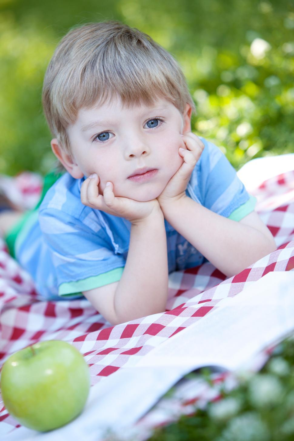 Free Stock Photo of Portrait of cute little boy with head in hands ...