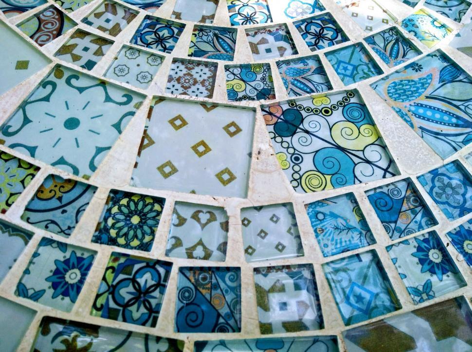Free Stock Photo of Abstract curved patterned mosaic tile design ...