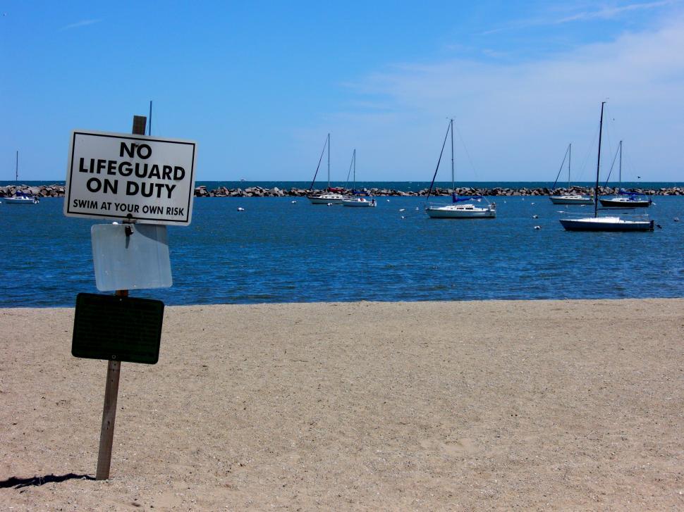 Free Stock Photo of No Lifeguard on Duty Sign at Beach | Download Free ...