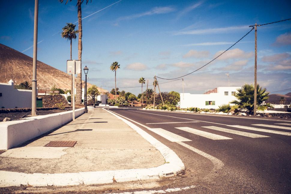 Empty City Street View Landscape Wide Asphalt Road Without Cars