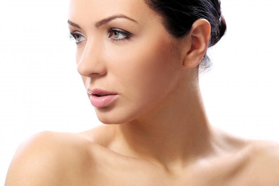 Free Stock Photo of Dark haired woman with serious look and smooth skin ...