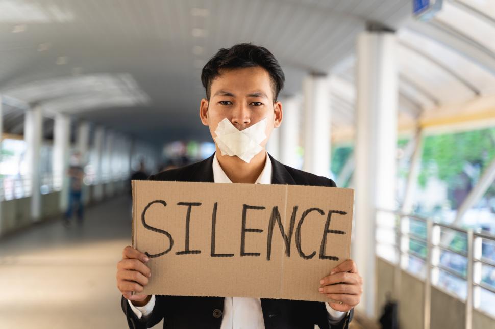 Free Stock Photo of Asian activist with sign protesting for democracy ...
