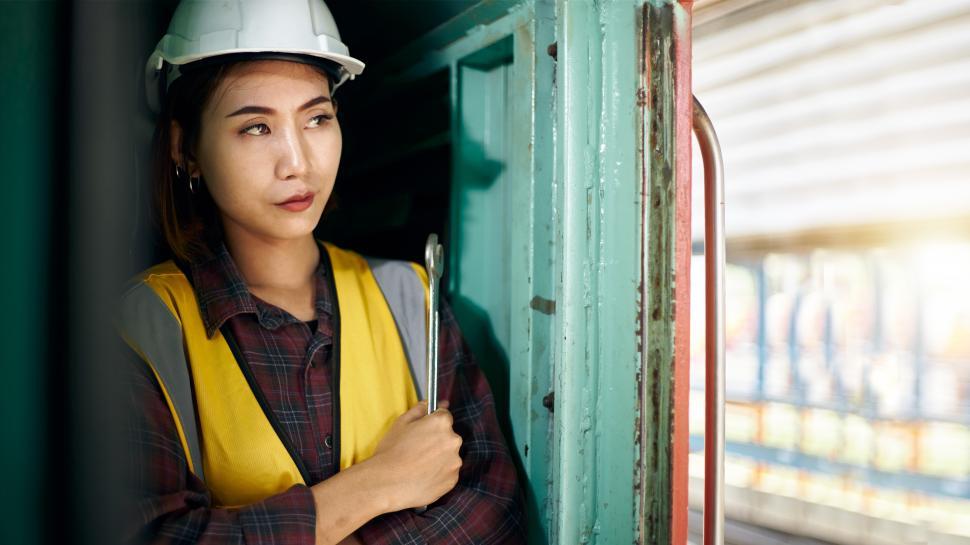 Free Stock Photo of Female Maintenance Technician holding wrench ...