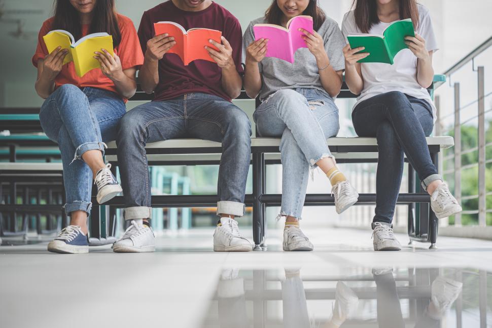 Free Stock Photo of Group of anonymous students sit reading | Download ...