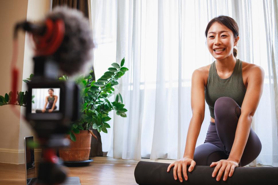 Free Stock Photo of Yoga teacher filming yoga online class | Download ...