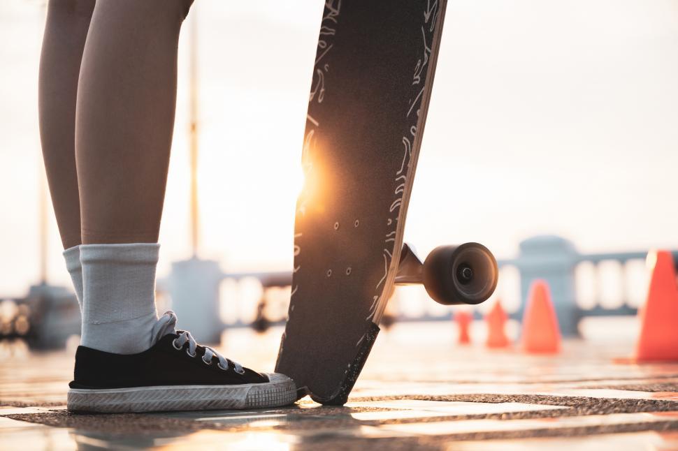 Free Stock Photo of Person standing with skateboard, close up ...