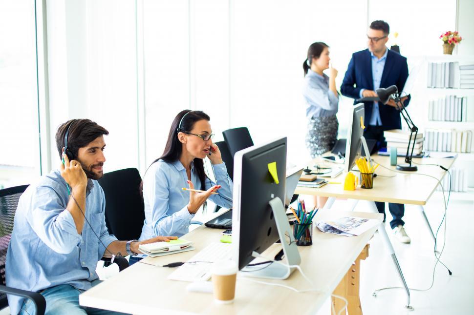 Free Stock Photo of Business people in headsets working | Download Free ...