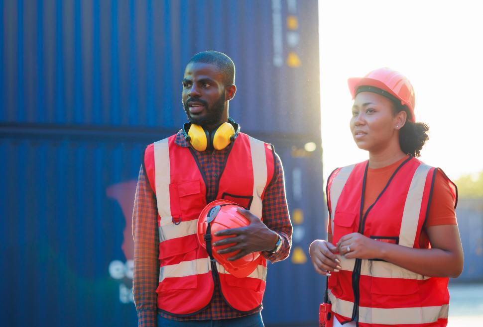 Free Stock Photo of Portrait or male and female coworkers in safety ...