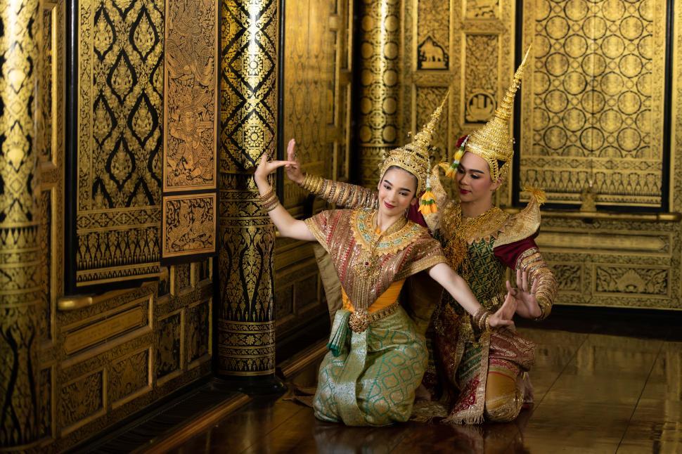 Free Stock Photo of Khon, Is a classical Thai dance done masked except these two charaters ...