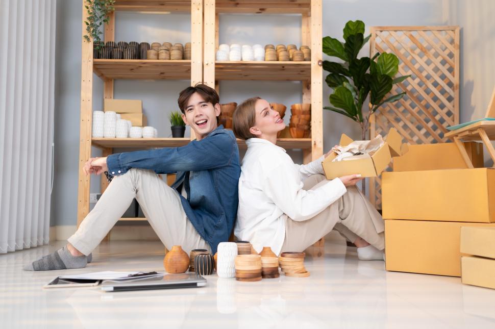 Free Stock Photo of Small business owners make clay accessories sitting ...