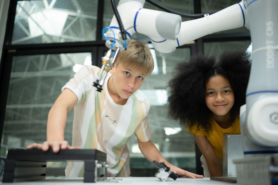 Free Stock Photo of Kids learning about robotics in a group technology ...