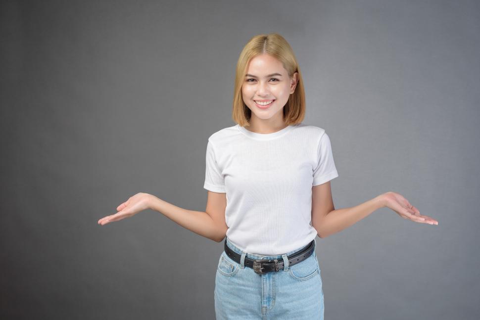 Free Stock Photo of portrait of woman with open arms or shrugging ...