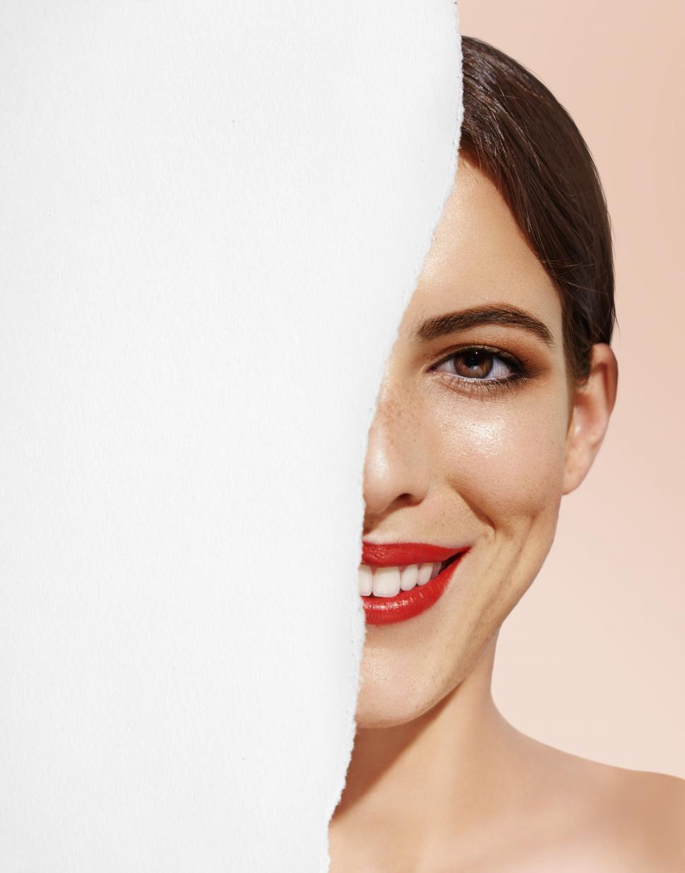 Free Stock Photo of Half a womans face on torn background - ripped in ...