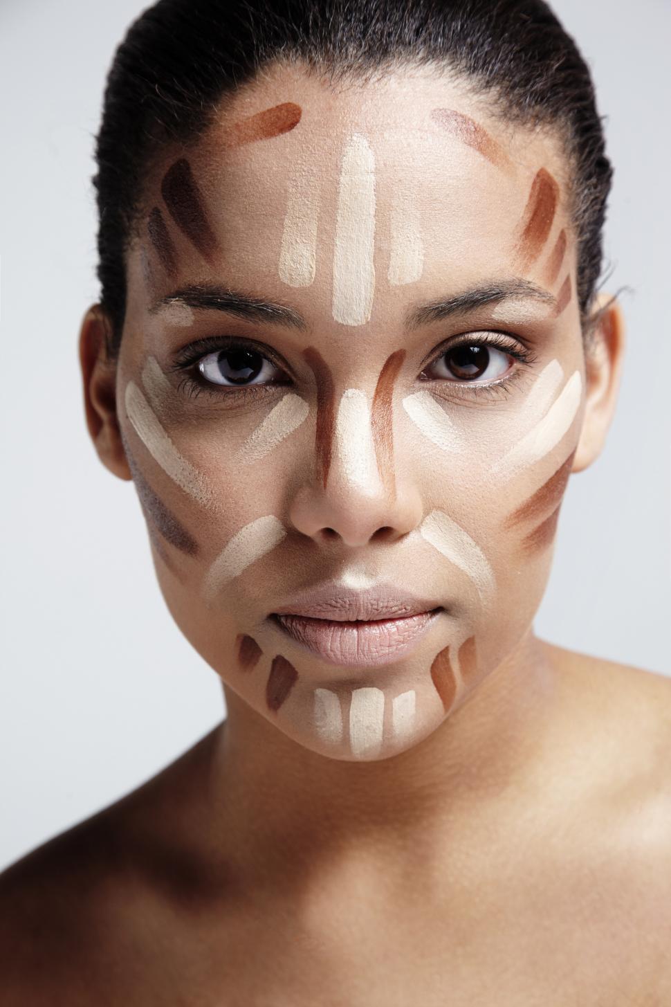 Free Stock Photo of woman with many face correction samples applied ...