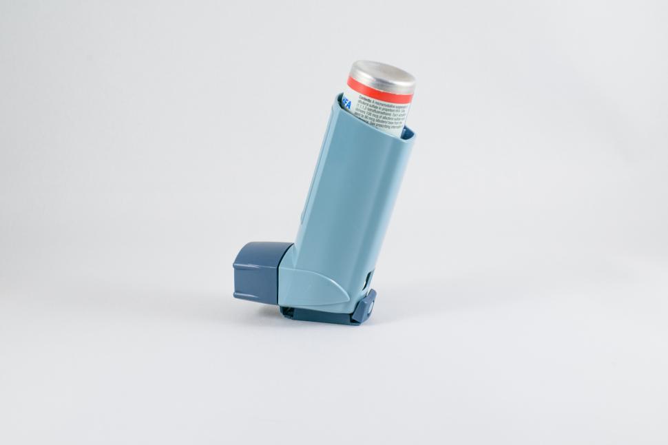 Free Stock Photo of A blue inhaler with a silver tube | Download Free ...