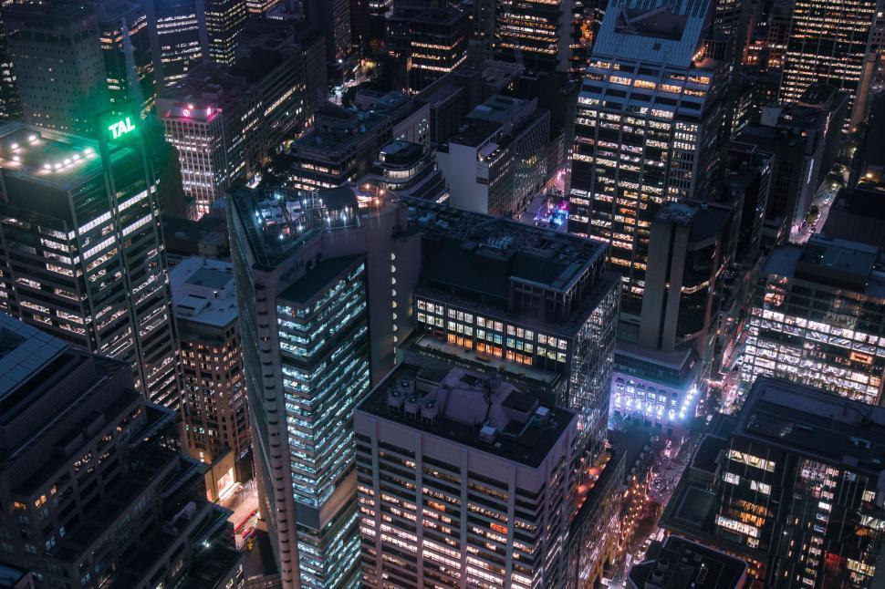Free Stock Photo of A city at night with many tall buildings | Download ...