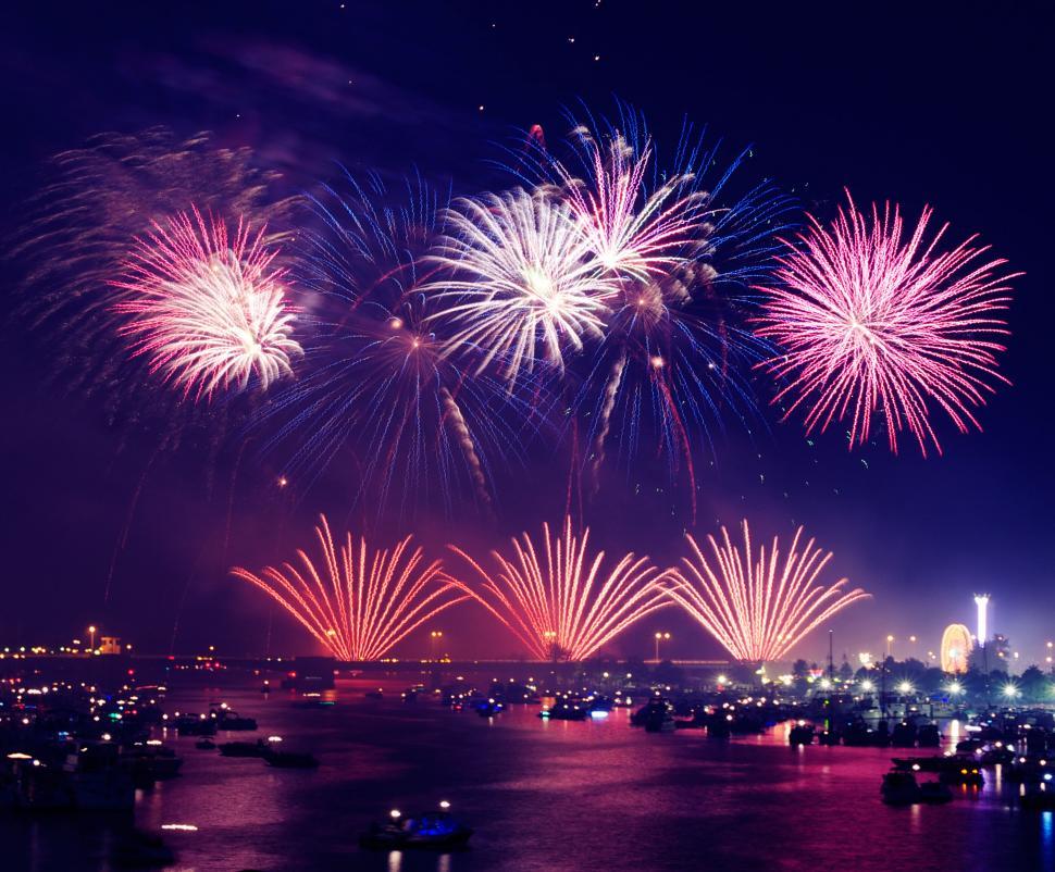 Free Stock Photo of Fireworks in the sky over water | Download Free ...