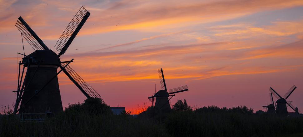 Free Stock Photo of Windmills in a field during sunset | Download Free ...