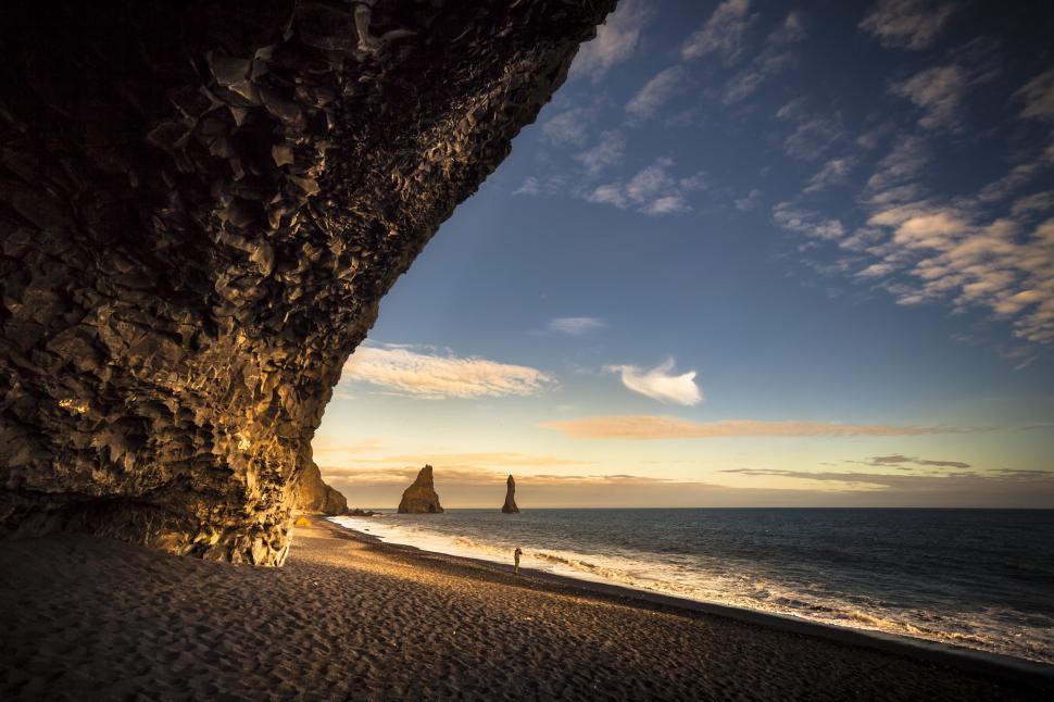 Free Stock Photo of A beach with a large rock formation | Download Free ...