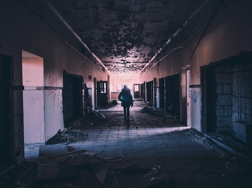 Free Stock Photo of A person walking in an abandoned building ...