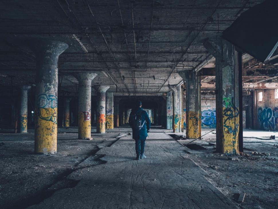 Free Stock Photo of A person walking in an abandoned building ...